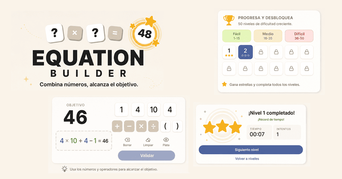 Equation Builder · Juego de matemáticas mentales gratis | EduMaterial