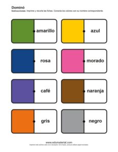 Dominó Colores Con Nombres (Set 1) - EduMaterial