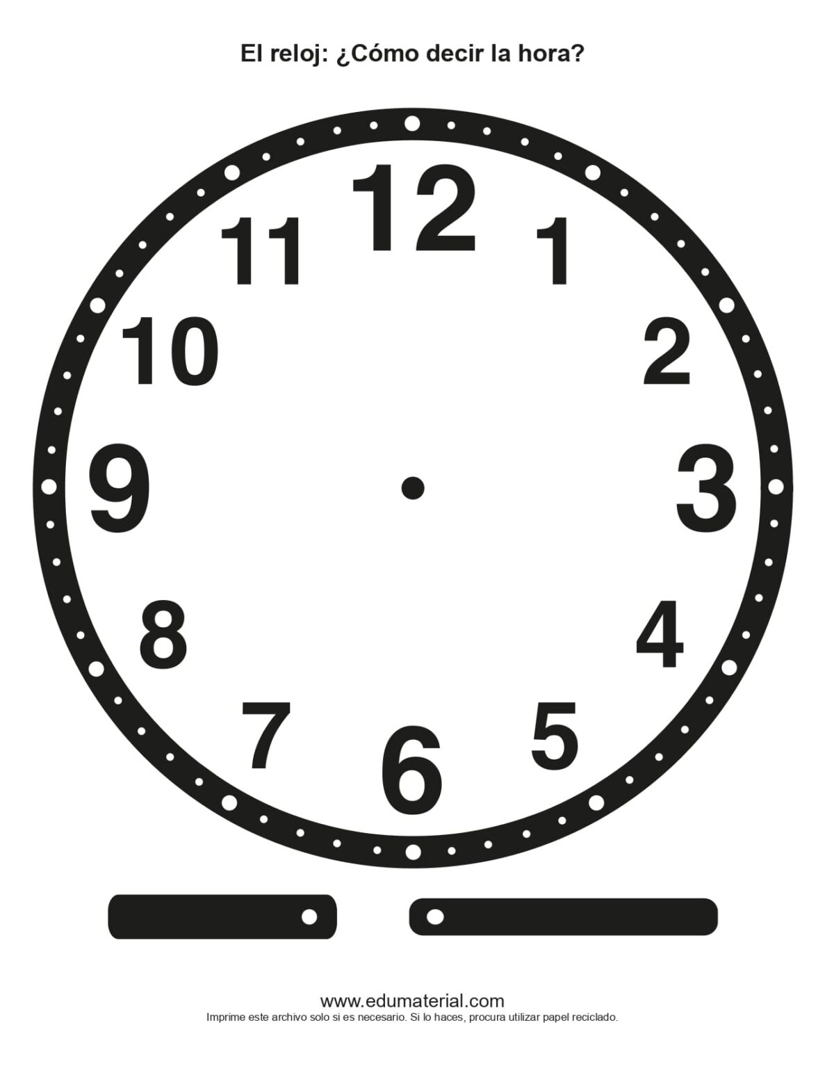 Reloj Para Aprender a Decir La Hora - EduMaterial