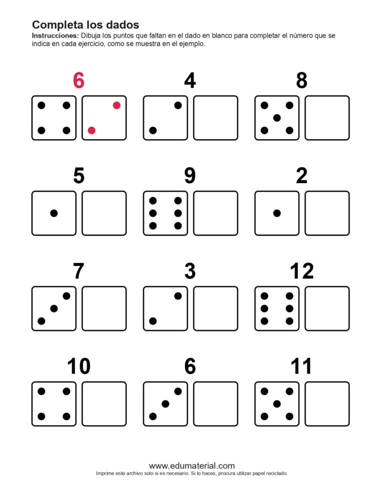 Completa Los Dados (Set1) - EduMaterial