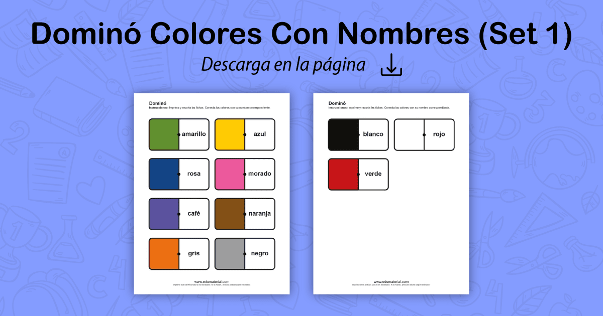 Dominó Colores Con Nombres (Set 1) - EduMaterial