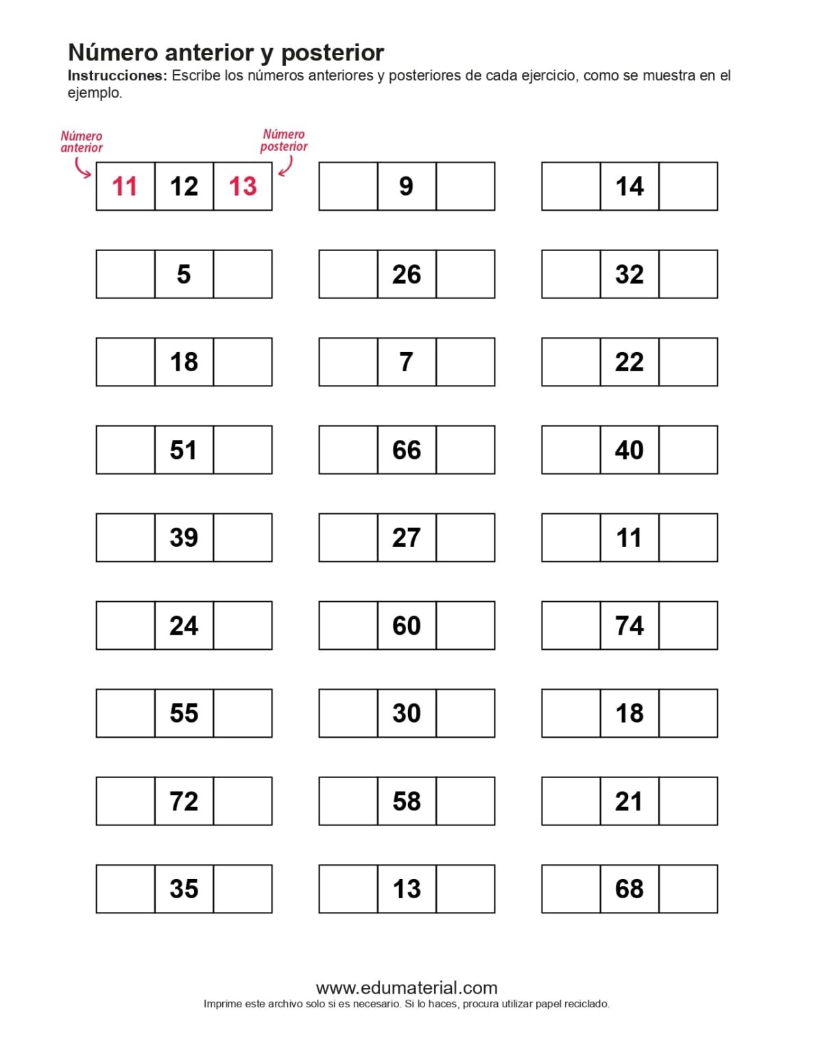 Números Con Nombres (1-4) - EduMaterial